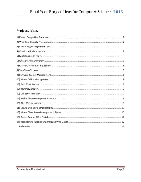 Final Year Projects Computer Science 2013 Syed Ubaid Ali Jafri