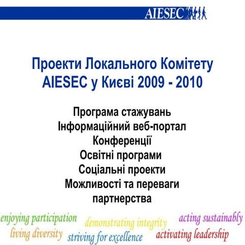 Projects of AIESEC in Kyiv | PPT