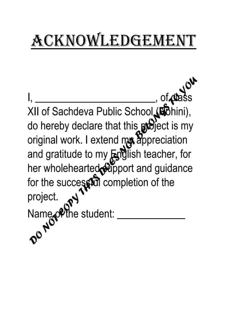 Project front page, index, certificate, and acknowledgement | DOCX