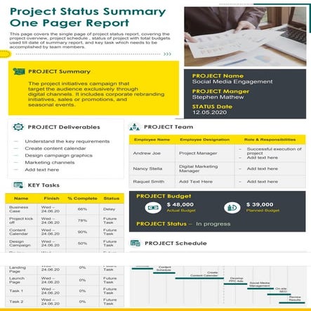 Monthly Project Summary One Pager Report Presentation - vrogue.co