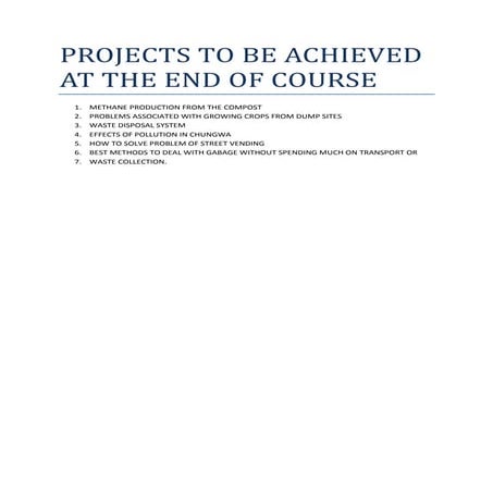 Projects to be achieved at the end of course | DOCX