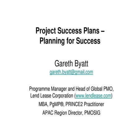 Project Success Plans - G Byatt | PDF