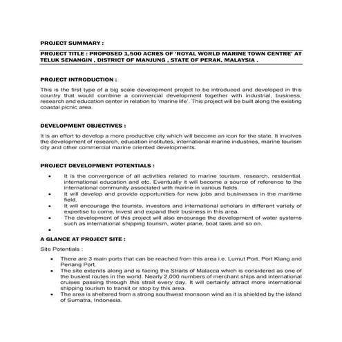 Project summary projek marine | PDF