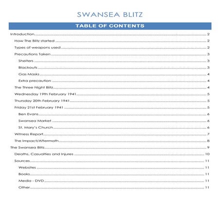 Swansea Blitz Project | PDF