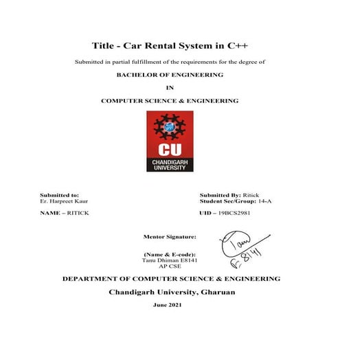 Car Rental in C++ | PDF