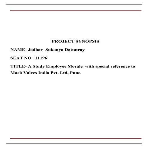 Project synopsis on Employee morale | PDF