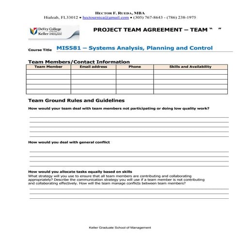 Project team agreement | PDF | Business | Business and Finance