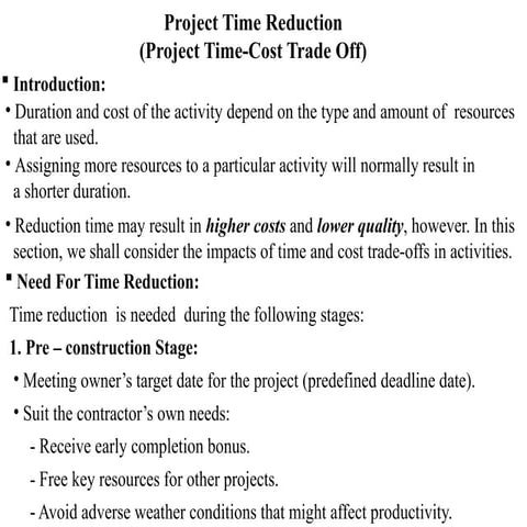 Project Time Reduction in civil engineering | PPTX
