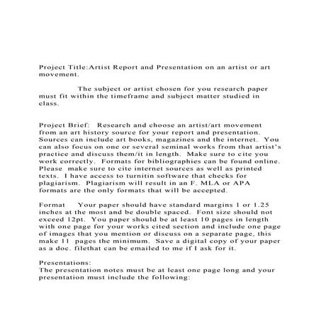 Project TitleArtist Report and Presentation on an artist or.docx