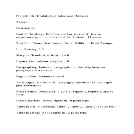 Project title Evolution of Infectious DiseasesAspectDescrip.docx