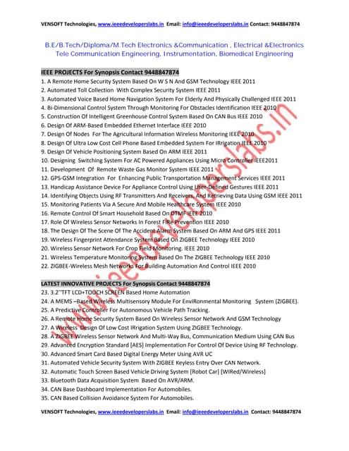 100+ embedded systems projects for engineering students | DOCX