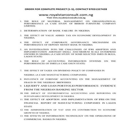 Project topics & project materials | DOCX