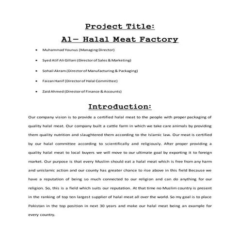 Project vlm (al halal meat factory) | DOCX