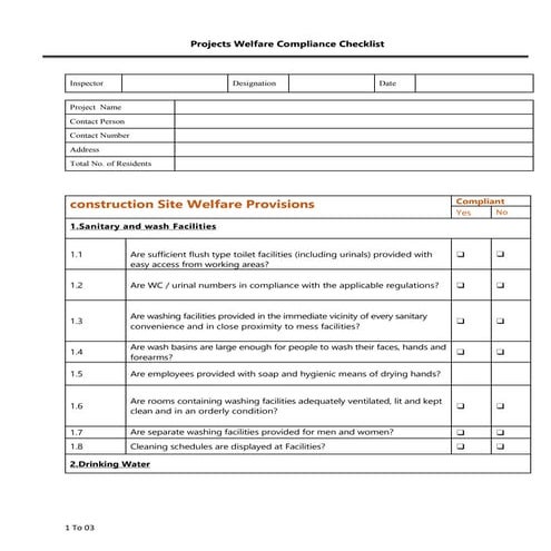 Project Welfare Compliance Checklist 01.docx