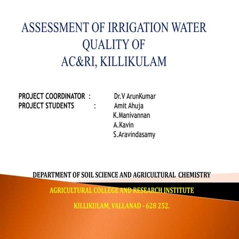 Irrigation Water Quality Analysis Parameters Pptx