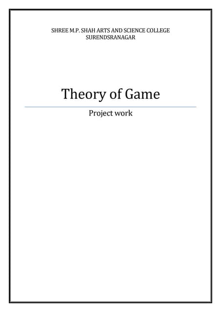 Game theory (Operation Research) | PPTX