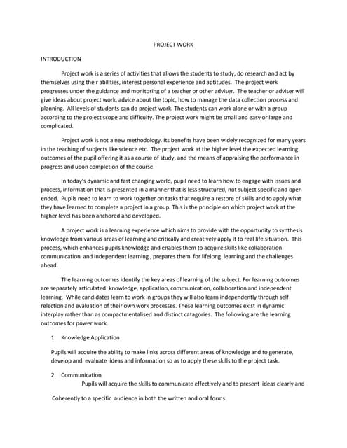 PROJECT WORK: TOOLS AND TECHNIQUES FOR ASSESSMENT | PDF