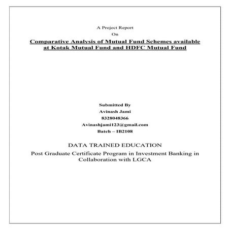 Project work on mutual funds | PDF
