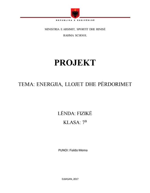 Energjia dhe Burimet e Energjisë | PPTX