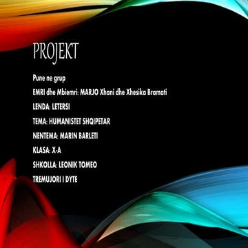 Projekt letersi Humanistet shqipetar | PPTX