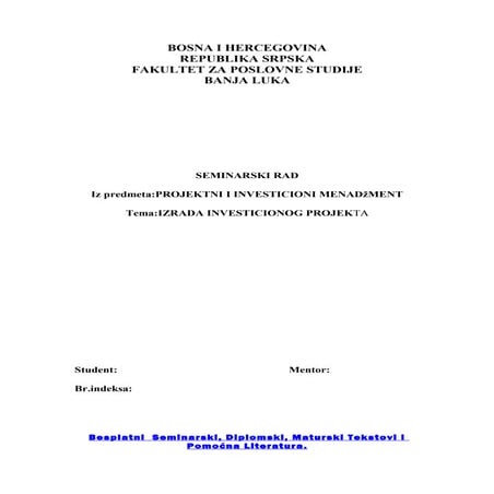 Projektni i investicioni menadzment | PDF