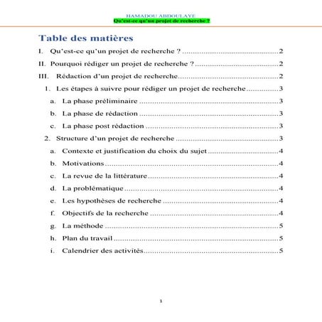 Qu’est-ce qu’un projet de recherche ? | PDF