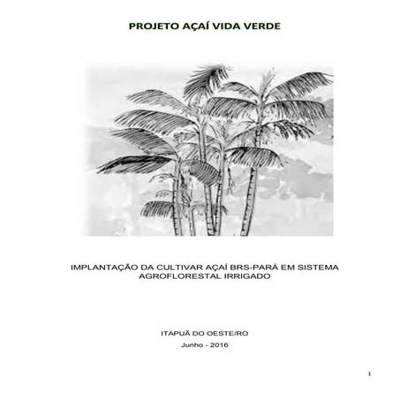Projeto açaí vida verde implantação itapuã 2016 | PDF