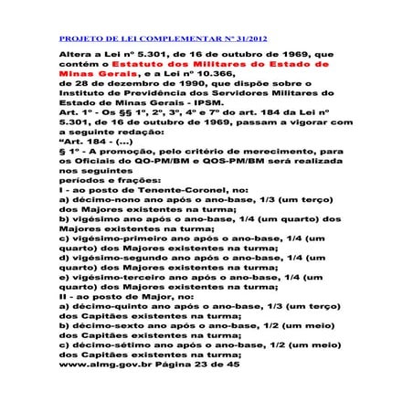 Projeto de lei complementar nº 31 | PDF