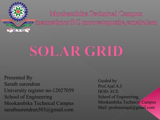 Solar on grid application ppt | PPT