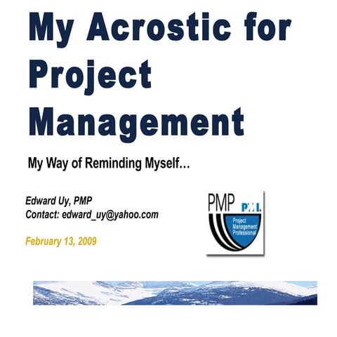 My Simple Acrostic for Project Management | PPT