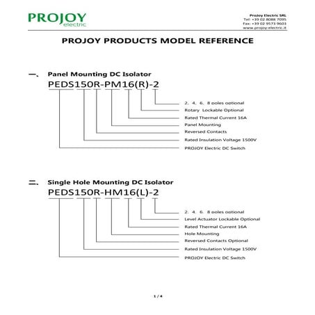 Projoy dc switch model reference | PDF