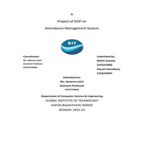 projrct oop.pdf | Programming Languages | Computing