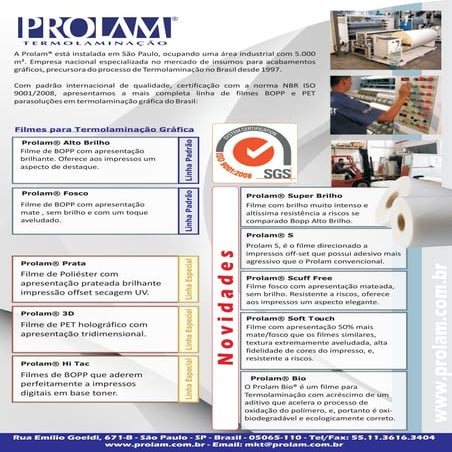 Prolam - Linha de Produtos | PDF