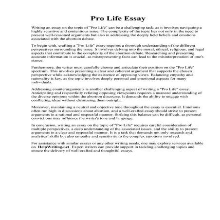Pro Life Essay | PDF