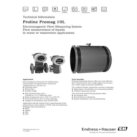 Proline Promag 10L-Electromagnetic Flowmeter | PDF