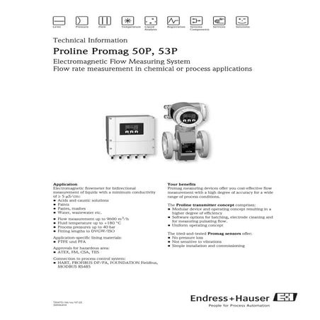 Proline Promag 50P, 53P-Electromagnetic Flowmeter | PDF
