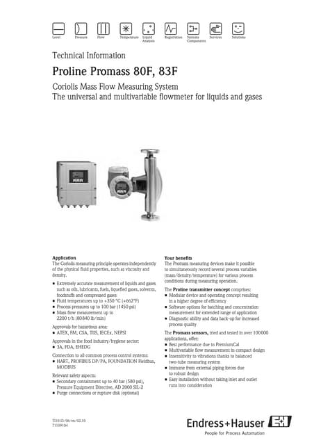 Proline prosonic flow 91 w endress+hauser datasheet-ultrasonic ...