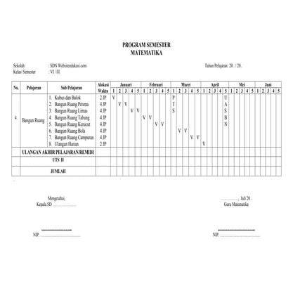 Promes MTK Kelas 6 Genap K13 yang lainnya | DOC