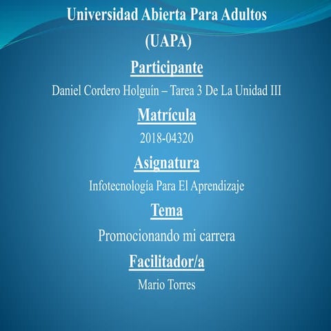 Promocionando mi carrera | PPTX | Computing | Technology & Computing