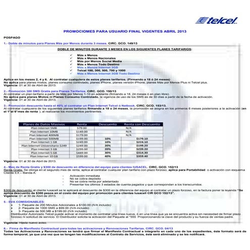 Hoja r2 planes telcel plus | PDF
