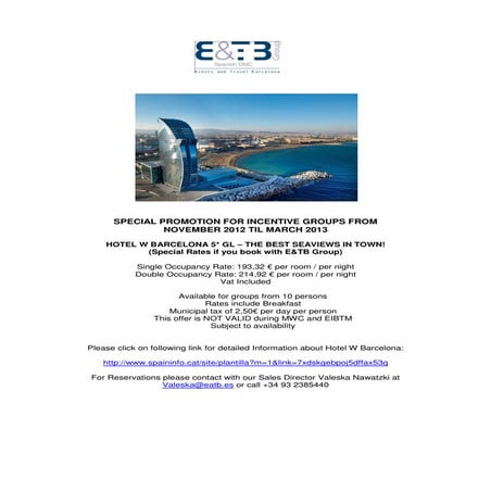 Hotel w barcelona promotion for incentive groups | PDF