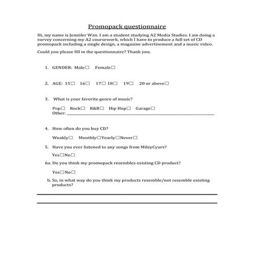 Promopack Questionnaire | DOCX