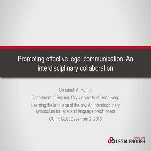 Learning the Language of the Law, 2016: Promoting effective legal ...