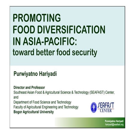 Promoting Food Diversification in Asia Pacific 2012 | PDF