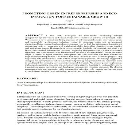 PROMOTING GREEN ENTREPRENEURSHIP AND ECO INNOVATION FOR SUSTAINABLE ...