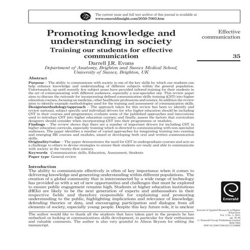 Promoting knowledge and understanding in society | PDF