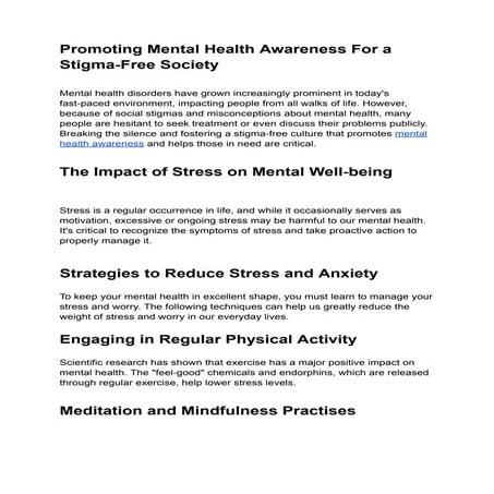 How can you improve your mental well-being? | PDF