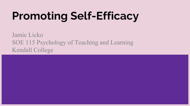 Self-Efficacy Presentation | PPTX