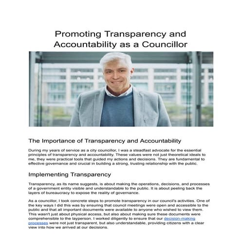 Promoting Transparency and Accountability as a Councillor | PDF