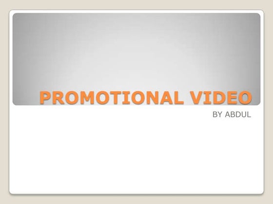 Promotional video plan | PPTX